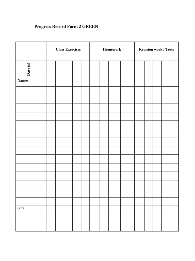 Progress Record2 Green | PDF