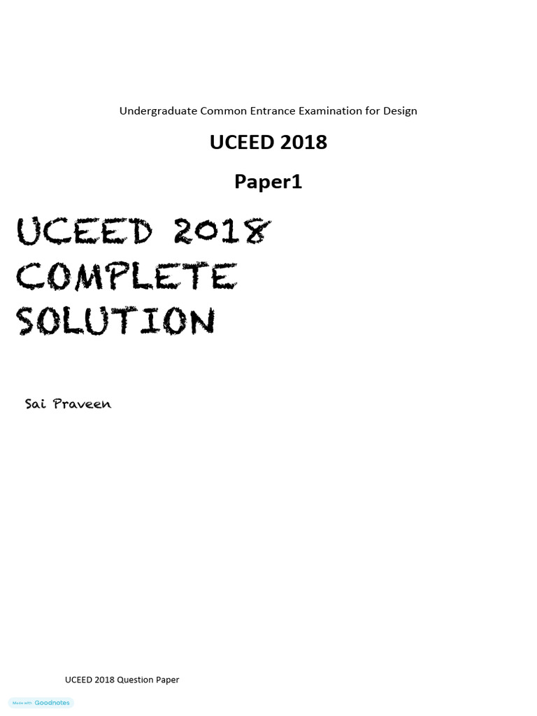 UCEED 2018 Exam Guide | PDF | Multiple Choice