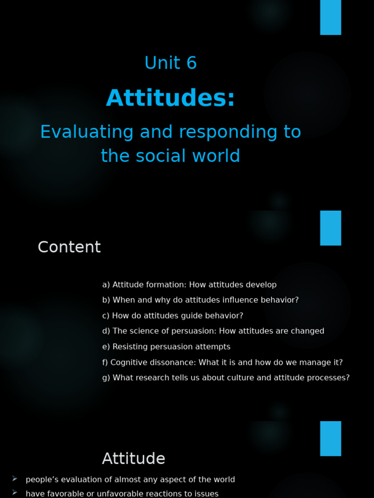 Unit 6- Attitudes | PDF | Attitude (Psychology) | Classical Conditioning