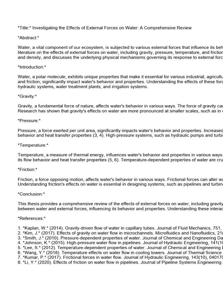 Force on water | PDF | Force | Water