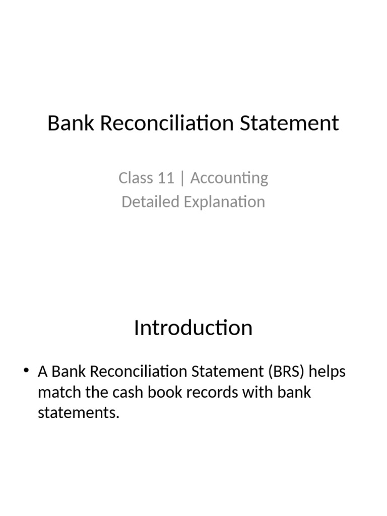 Bank Reconciliation Statement Detailed | PDF | Banks | Cheque