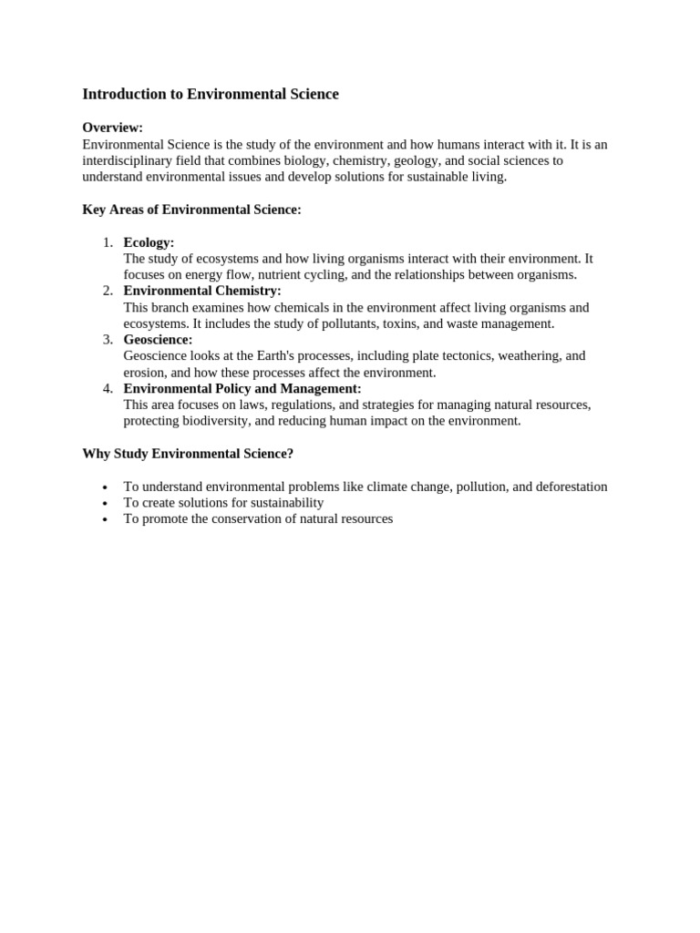 Introduction To Environmental Science | PDF