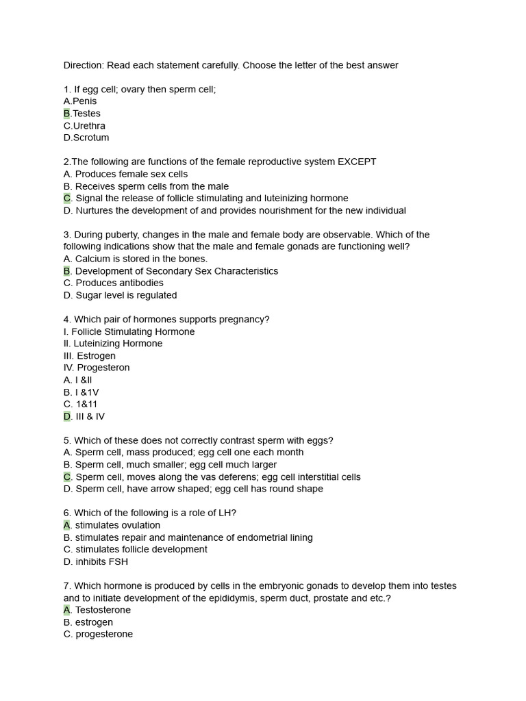 Science 3RD Quarter Test (Idk) | PDF | Menstrual Cycle | Luteinizing ...