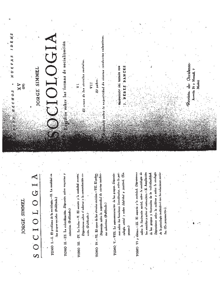 Simmel. Digresión Sobre Sociología de Los Sentidos | PDF