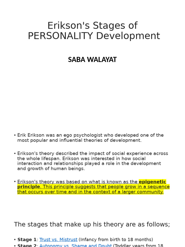 Erickson Stages | PDF | Identity (Social Science) | Human Life Stages