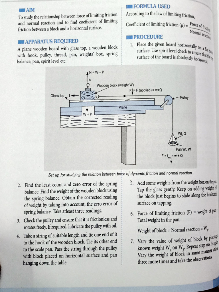 Limiting Friction Expt | PDF | Friction | Force