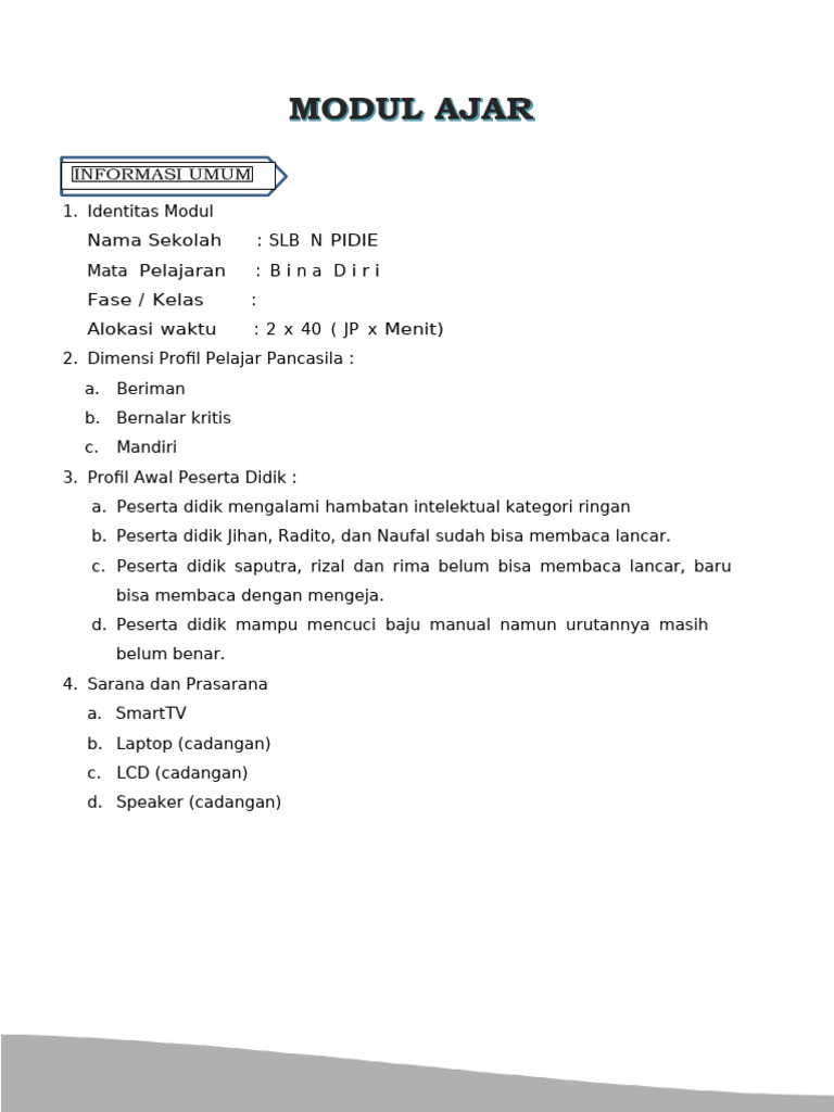 Modul Bina Diri Cuci Pakaiaan | PDF
