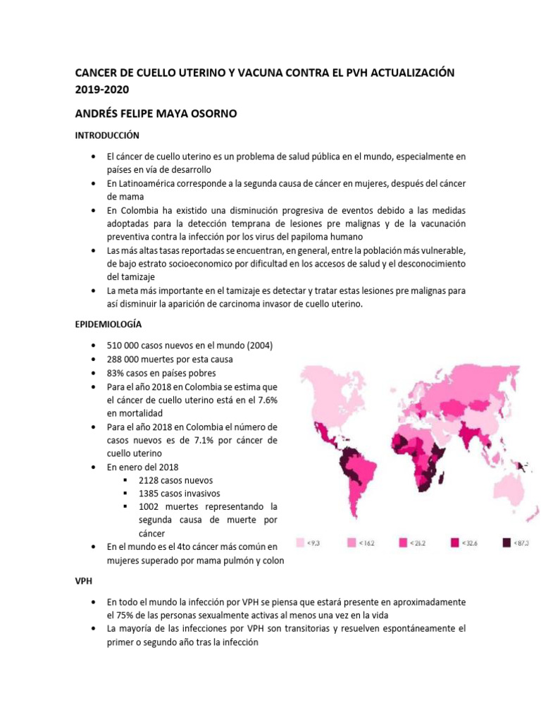 Cancer de Cuello Uterino y Vacuna Contra El PVH Actualizaciã - N 2019-2020 | PDF | Cáncer de ...