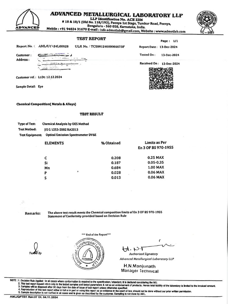 Test Certificate - Turn Buckle Wire | PDF