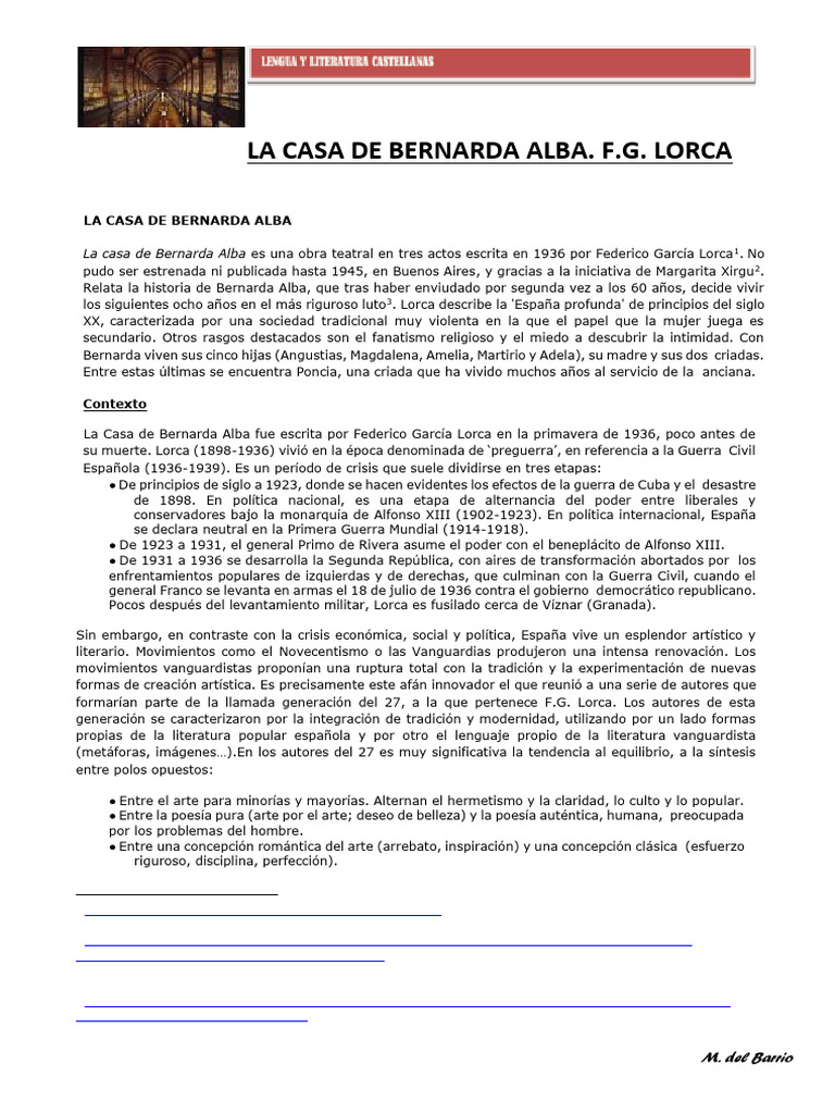 La Casa de Bernarda Alba-Teoría - Último | PDF