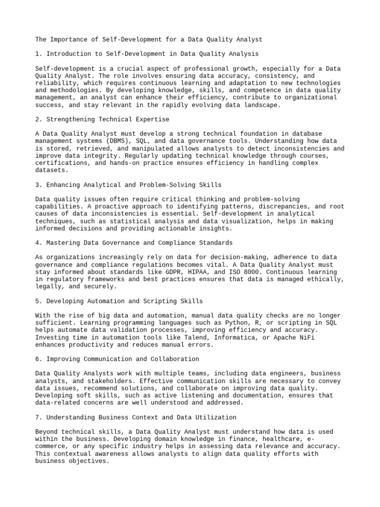 Data Quality Analyst Content | PDF | Databases | Data Quality