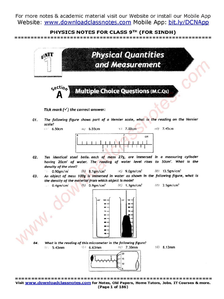 Sindh-Class-9-Physics-Notes-cha-1 | PDF