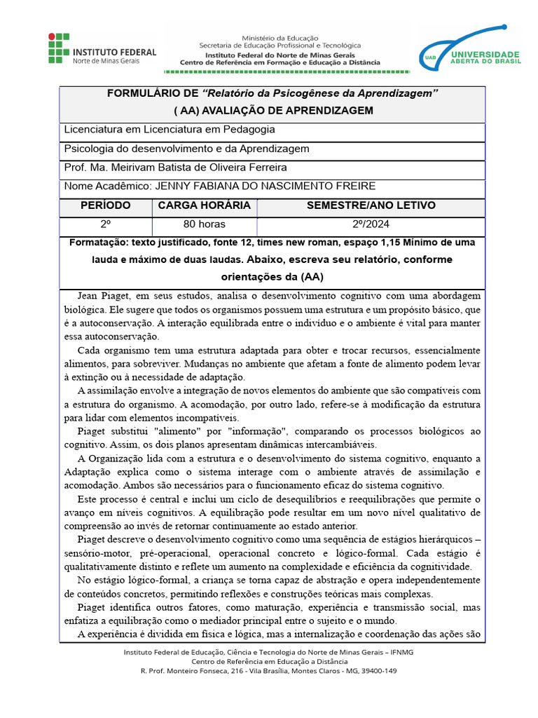 Aa - Psicologia Do Desenvolvimento (Jenny Freire) | PDF | Aprendizado ...