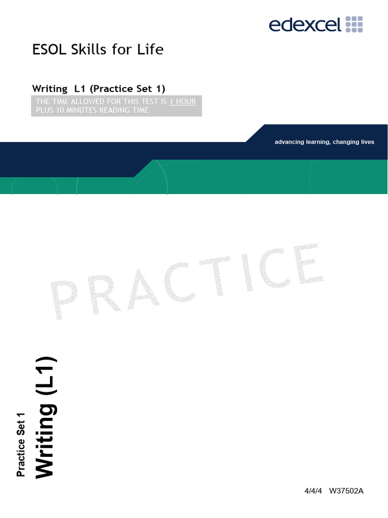 ESOL Level 1 Writing Practice Set | PDF