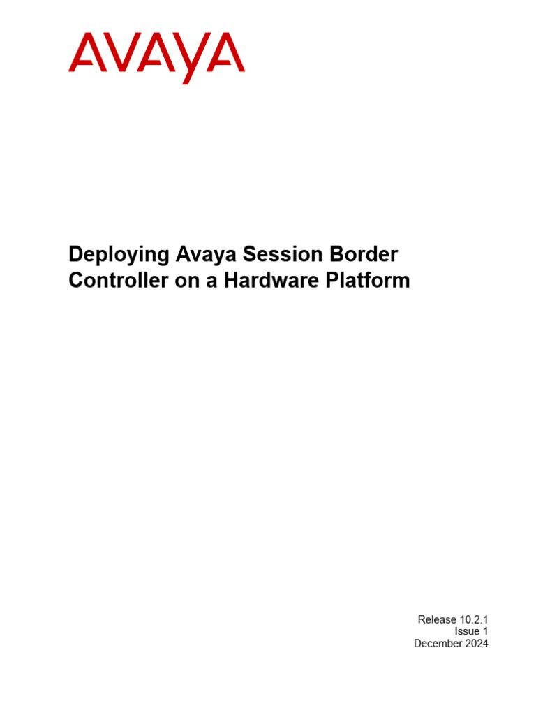 Avaya_SBC_Deploying_on_a_Hardware_Platform | PDF | Usb | Server (Computing)