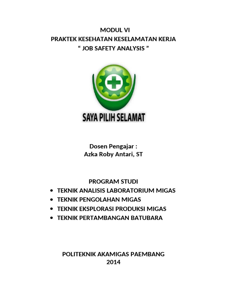 Modul 6 Praktek K3 Job Safety Analysis (JSA) 1.1 - Azka | PDF