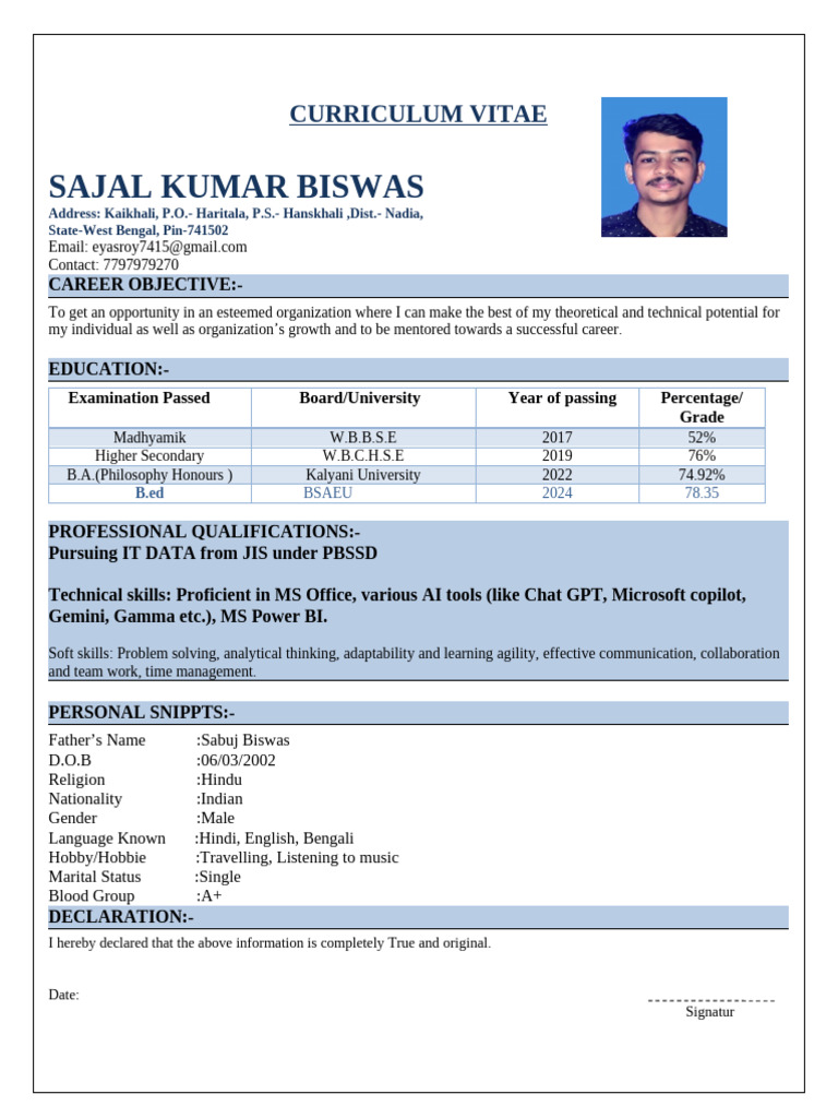 Sajal - CV | PDF