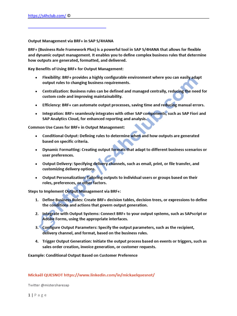GU - SAP S4 HANA - Output Management Via BRF+ | PDF | Parameter (Computer Programming) | Zip ...