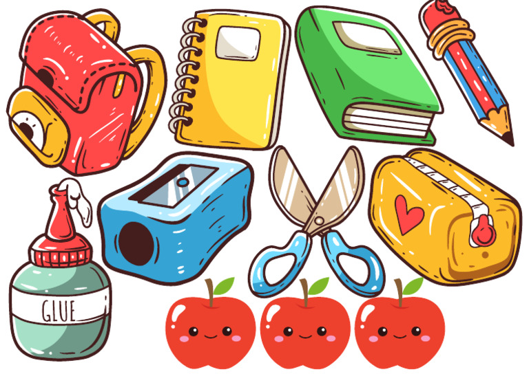 Colorful School Objects Memory Game Flashcards | PDF