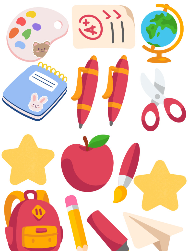 Colorful School Objects Memory Game Flashcards (2) | PDF