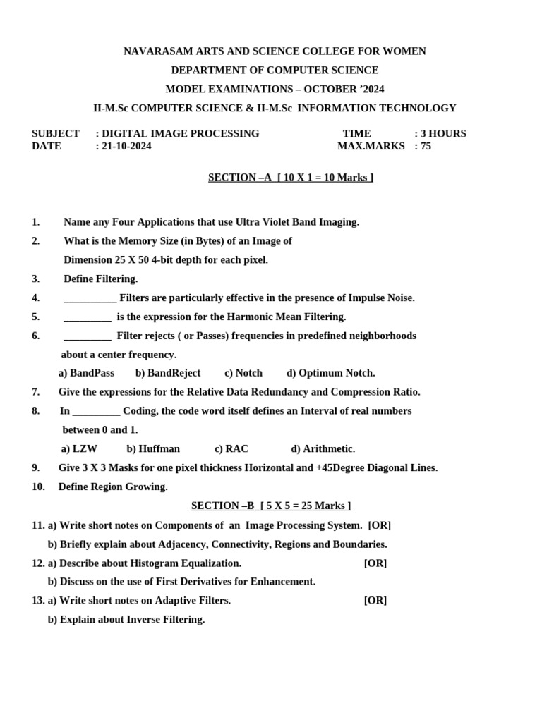 DIP_ModelOct2024 | PDF | Data Compression | Signal Processing