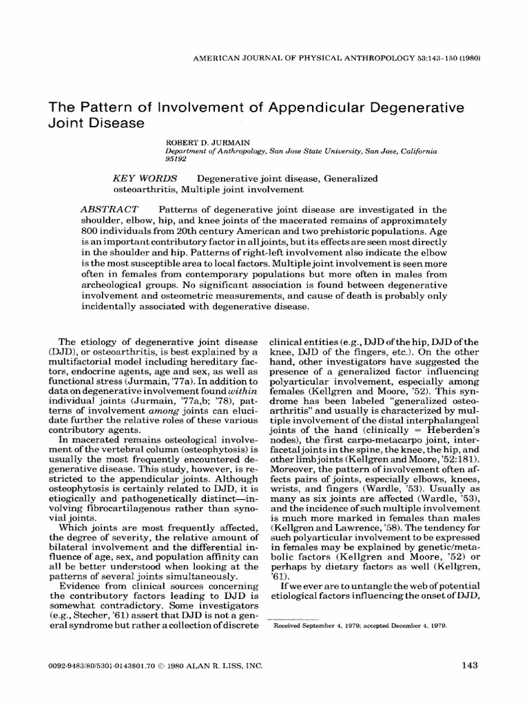 Joint Disease Appendicular | PDF | Osteoarthritis | Musculoskeletal System