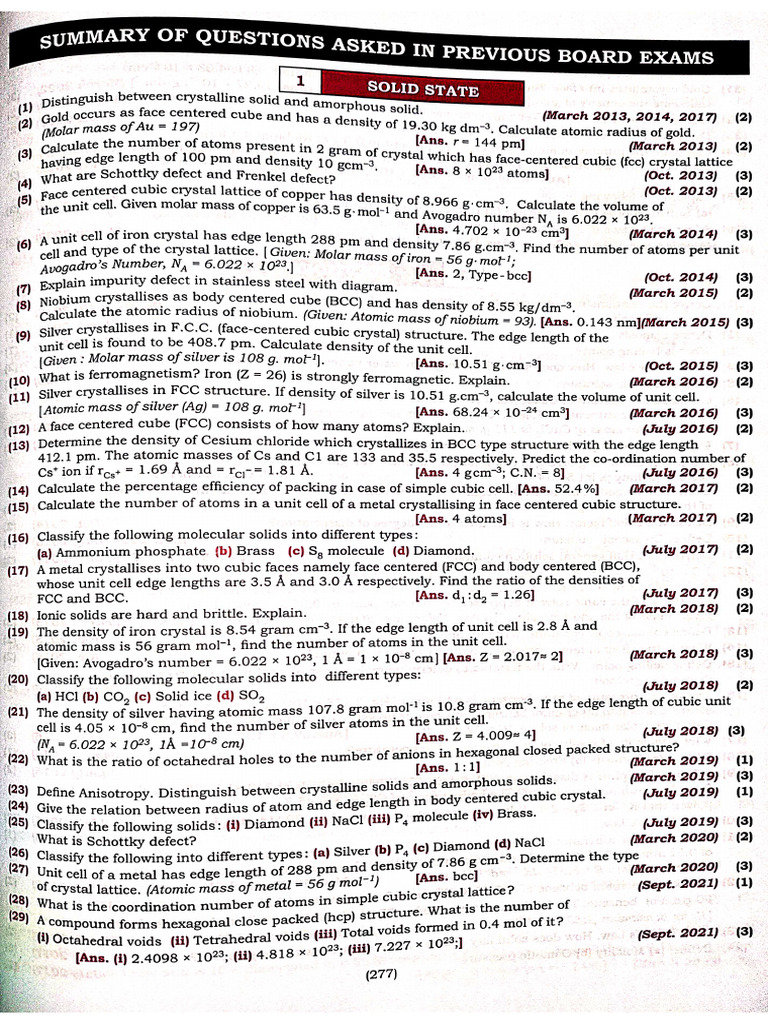 Chemistry PYQS Till 2023 | PDF