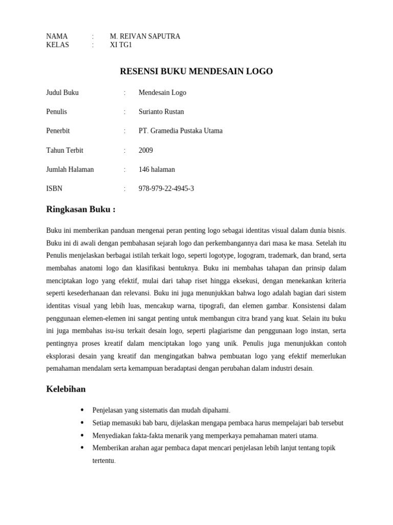 Resensi Buku Mendesain Logo Karya Surianto Rustan | PDF