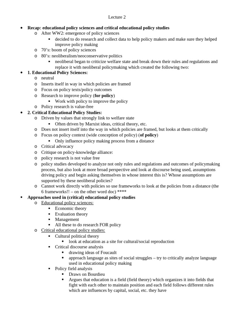 Ed Policy Lecture 2 | PDF | Policy | Neoliberalism