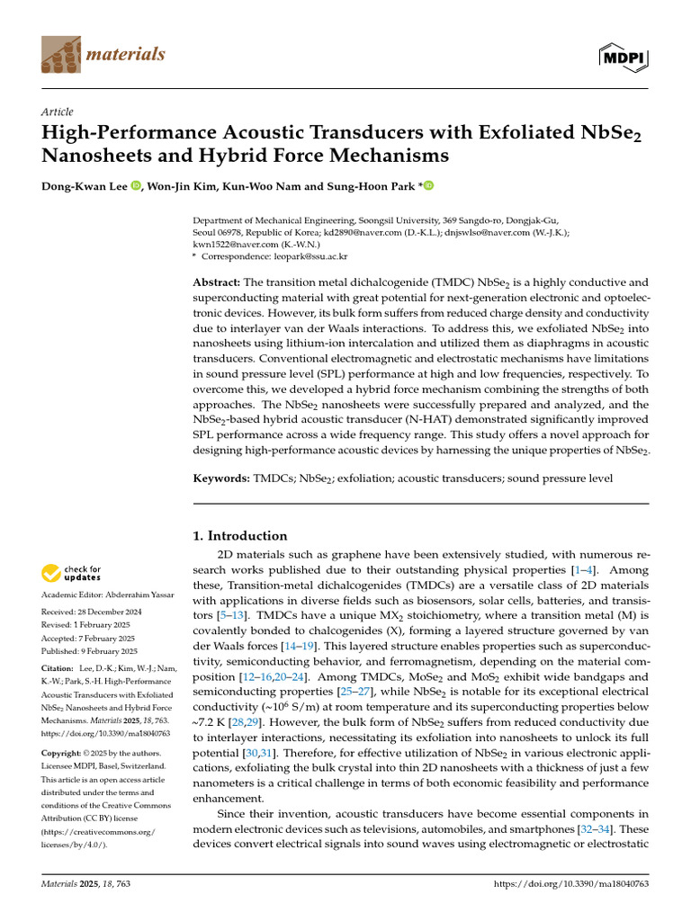High-Performance NbSe2 Acoustic Transducers | PDF | Condensed Matter ...