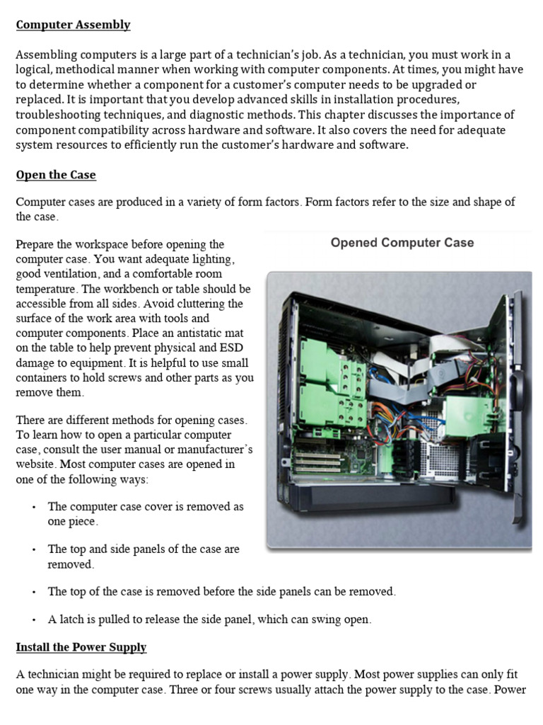 Computer Assembly: Install The Power Supply | PDF | Usb | Electrical ...