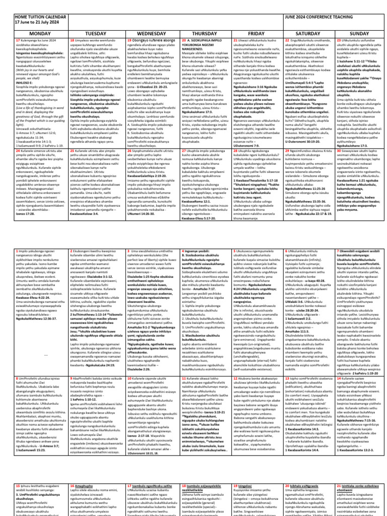 Home Tuition Calendar 2024 | PDF