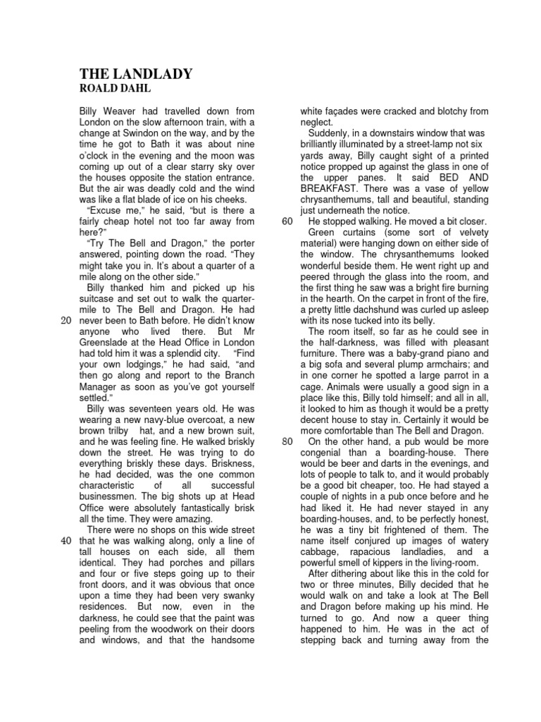 Roald Dahl_s The Landlady | PDF