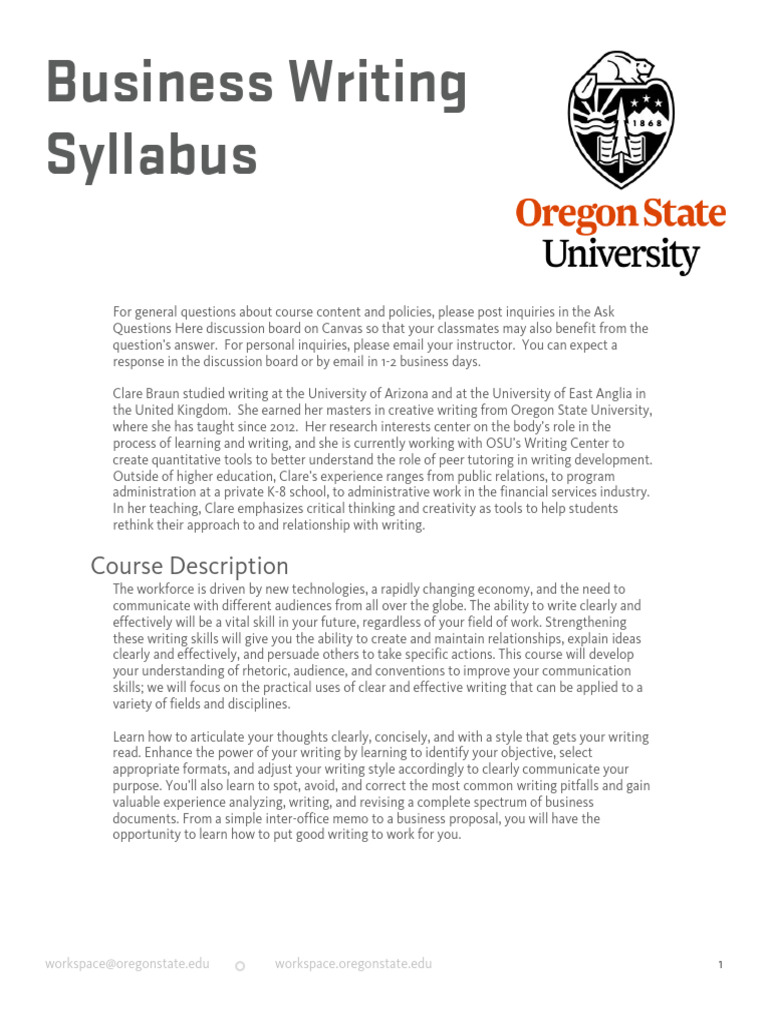 Business English Writing Course Syllabus | PDF | Learning | Communication
