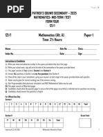 121 Form 2 End Term 1 Exams MATHEMATICS Questions | PDF | Area ...