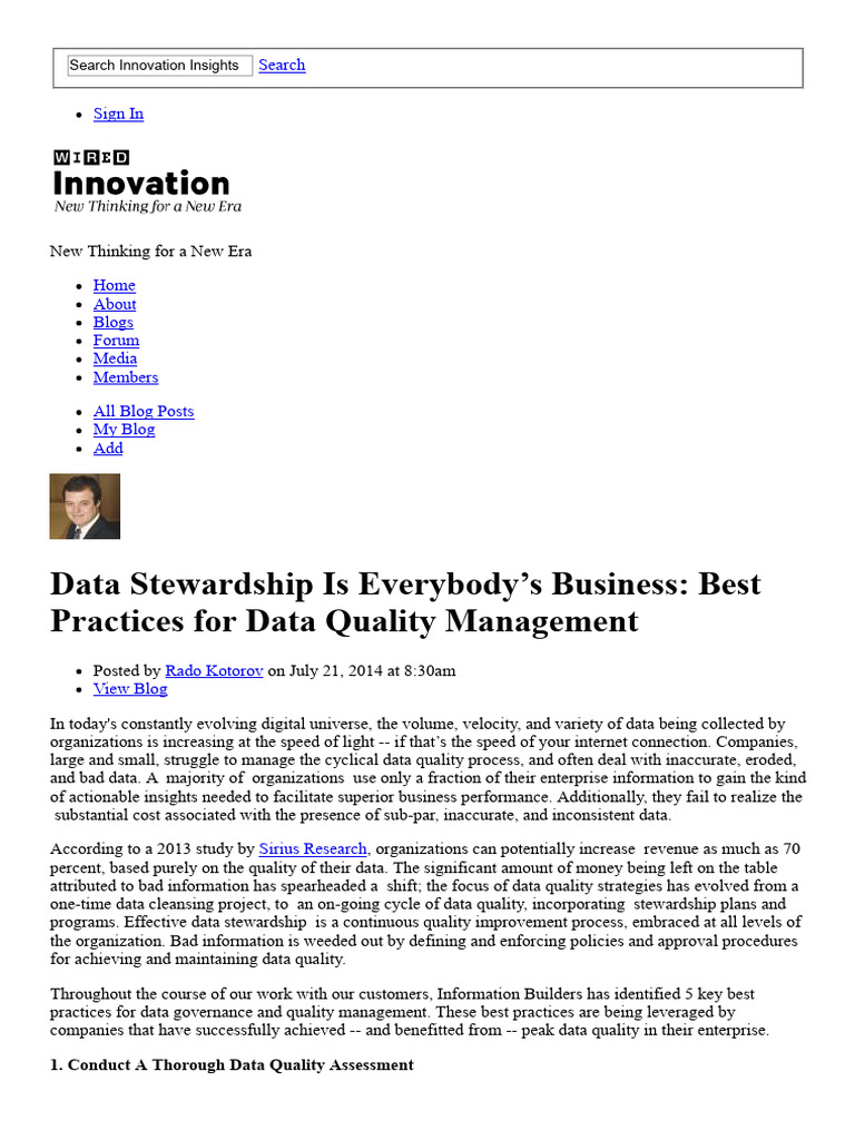 Data Stewardship Is Everybody's Business - Best Practices For Data ...