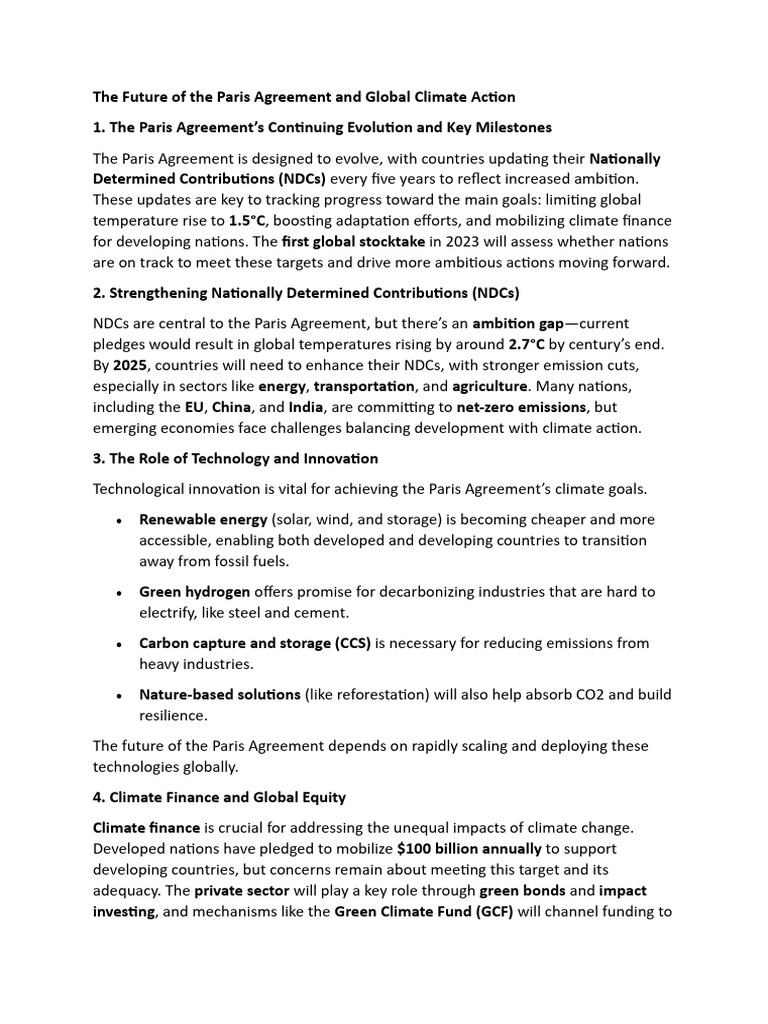 Future of the Paris Agreement Explained | PDF | Climate Change ...