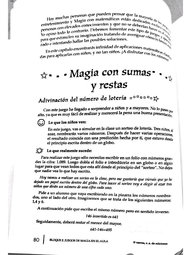 magia con sumas y restas | PDF