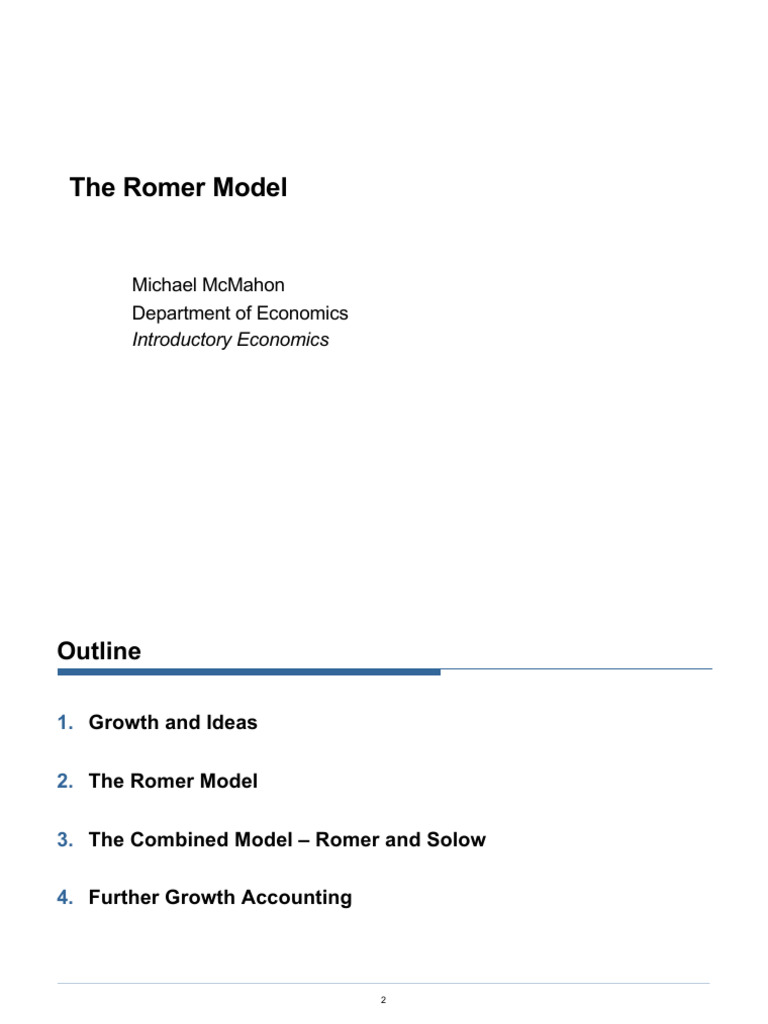 Lecture 5. The Romer Model | PDF | Economic Growth | Production Function