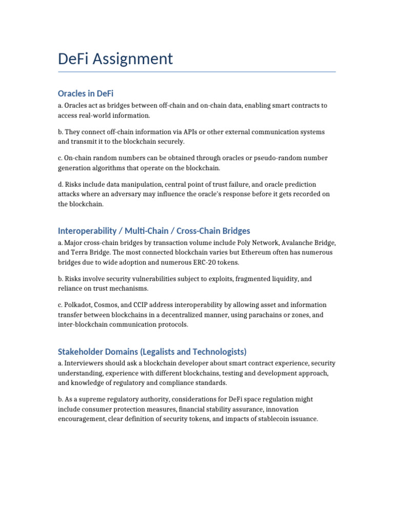 DeFi Assignment Document | PDF