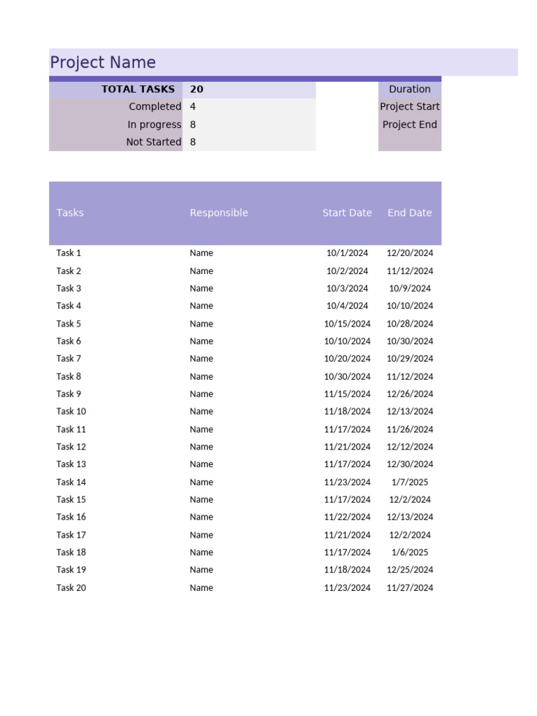 Simple Excel Project Plan Template 1 | PDF