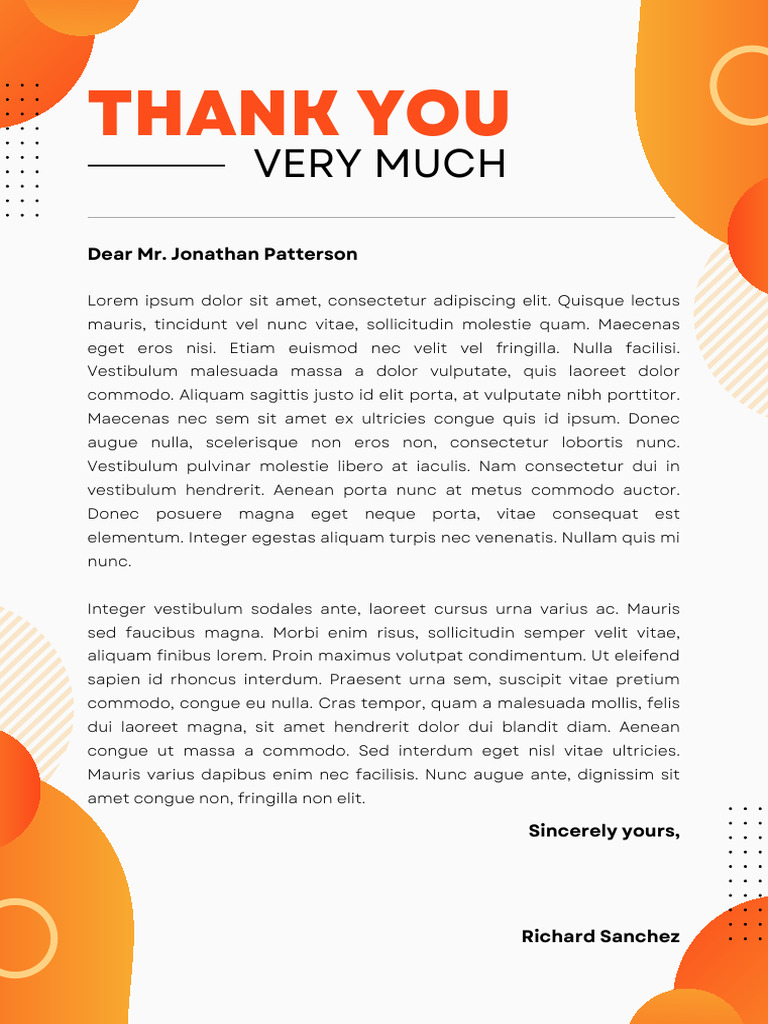 White Orange Gradient Thank You Letter A4 | PDF