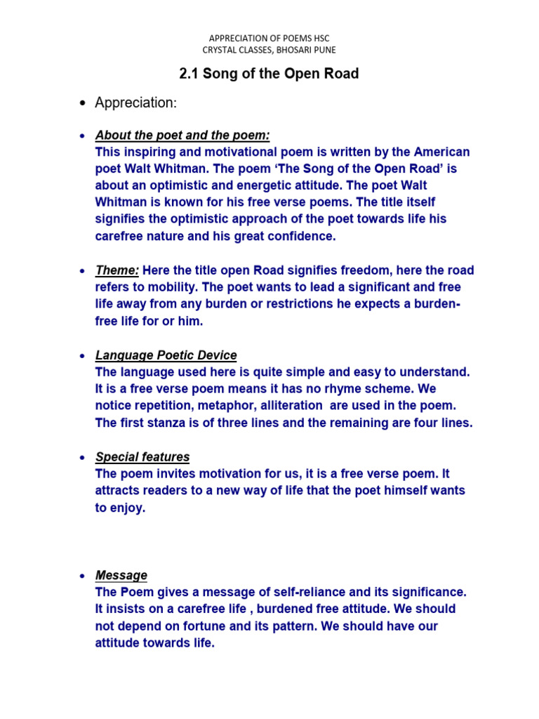 Appreciation of Poems | PDF | Poetry | Poetics