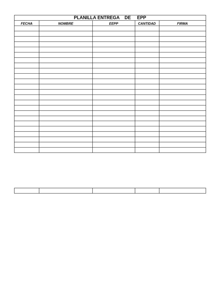 Planilla Entrega Epp | PDF