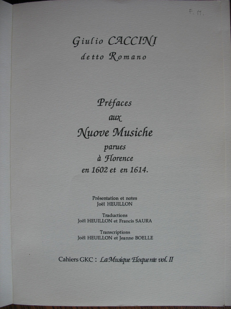 CACCINI Préface Nuove Musiche-min | PDF