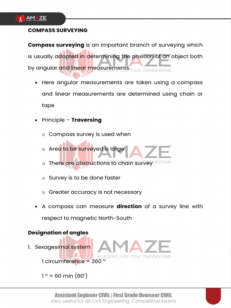 COMPASS SURVEYING | PDF | Compass | Angle