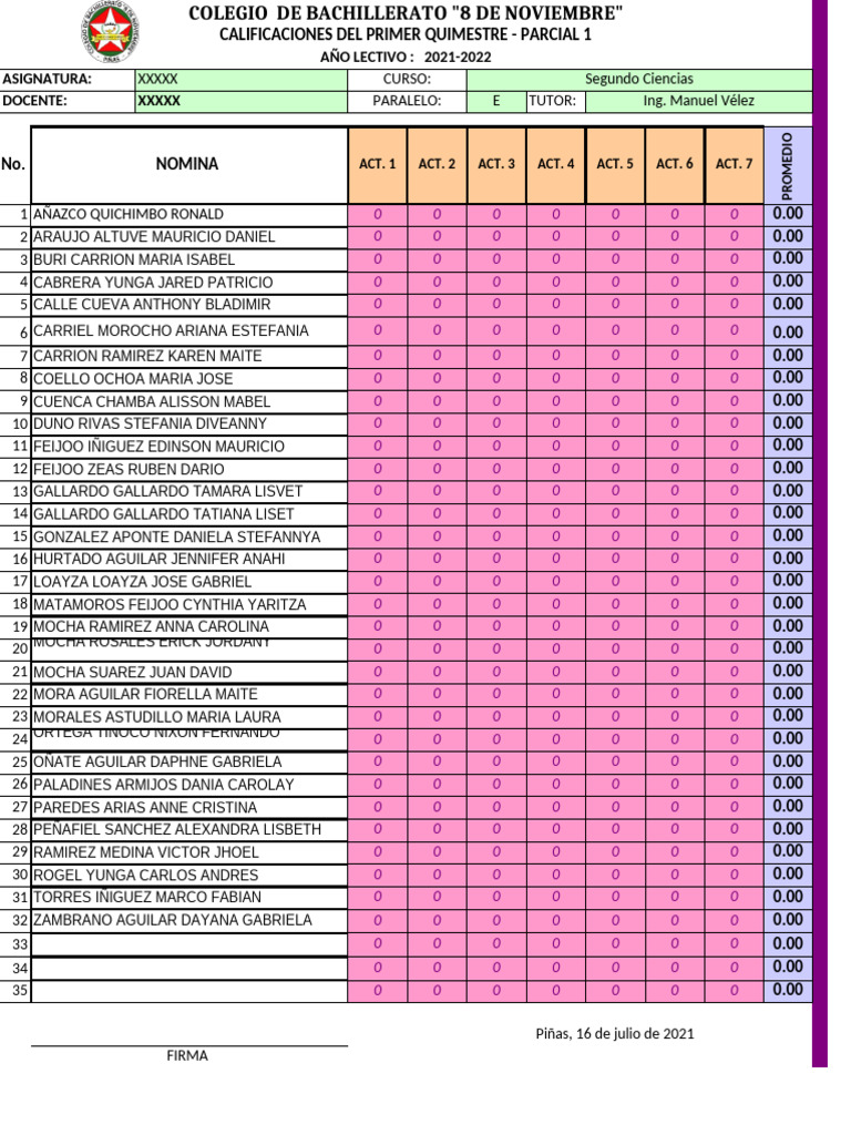 Cuadro de Notas-Segundo e | PDF