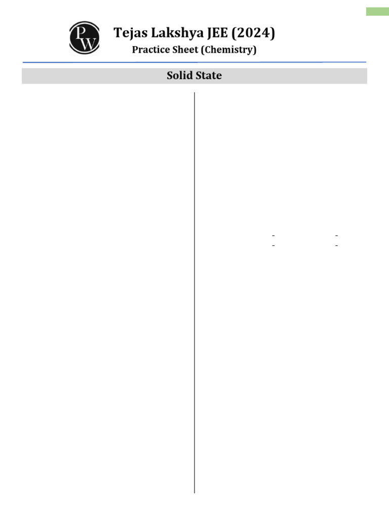 64c4d660ac9c100018923b99 - ## - Solid State: Practice Sheet - Lakshya ...
