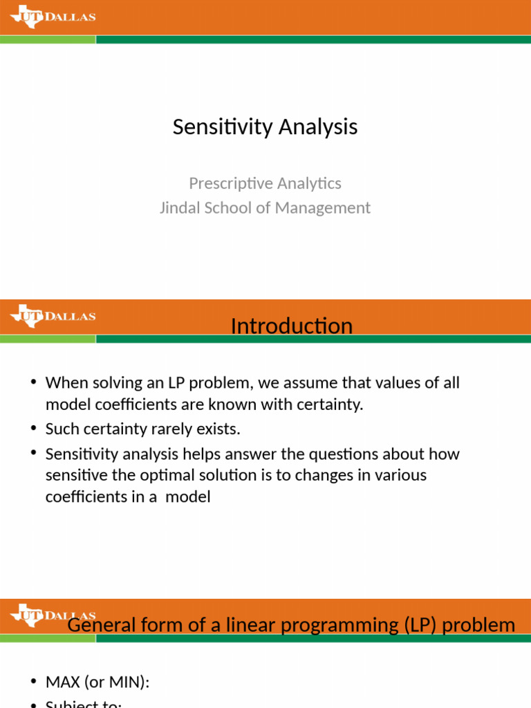 Sensitivity Analysis | PDF | Mathematical Optimization | Sensitivity Analysis