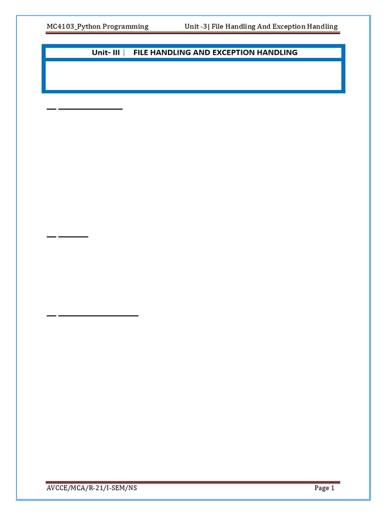 Python Unit 3 Pdf Computer File Text File 2628